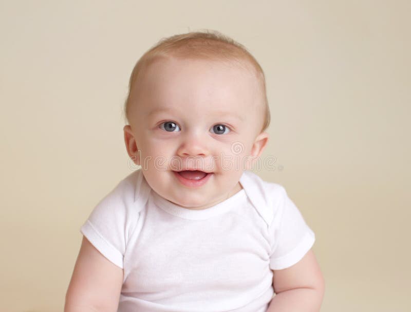 Happy Baby Smiling and Laughing Stock Image - Image of offwhite ...