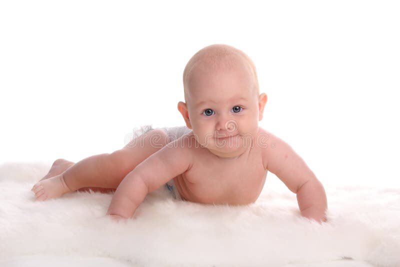 Happy baby on a soft rug stock photo. Image of human, nappy - 7432080