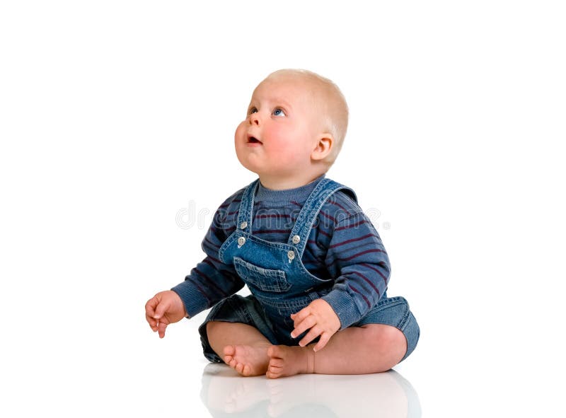 Child Baby Toddler Sitting Facing Backwards Back Rear View Stock Image ...