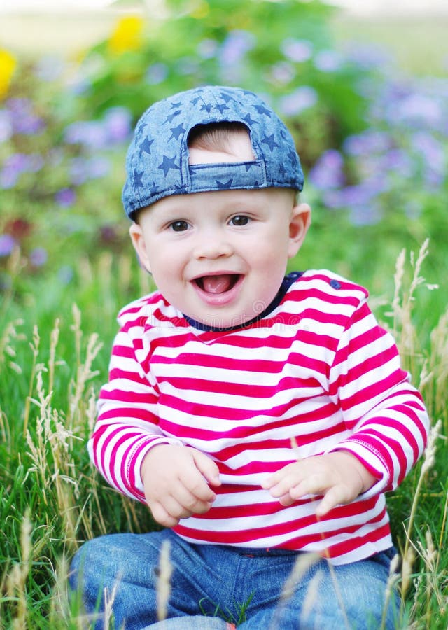 Happy baby in summer stock photo. Image of caucasian - 33547190
