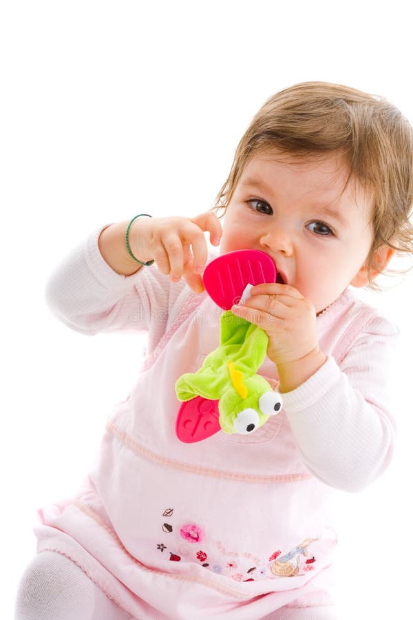 Happy baby teething stock photo. Image of cheerful, chewing - 10029740