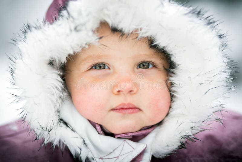 Happy Baby on the Winter Background Stock Photo - Image of pink, baby ...