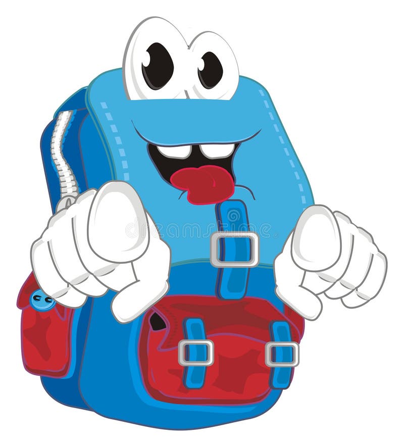 Smiling Backpack with Gesture at Classroom Stock Illustration ...