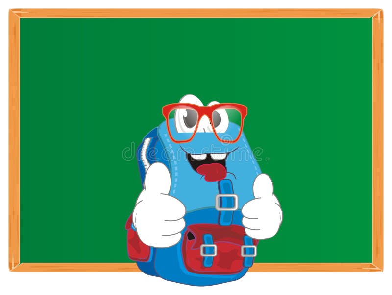 Happy Backpack in Glasses and Classroom Stock Illustration ...