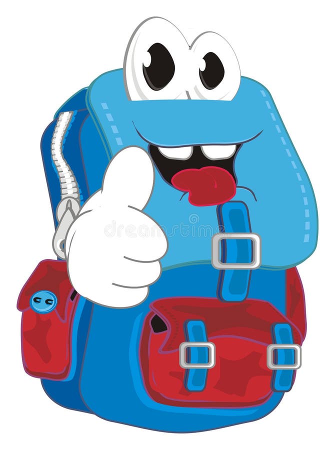 Happy Backpack with One Hand Stock Illustration - Illustration of ...