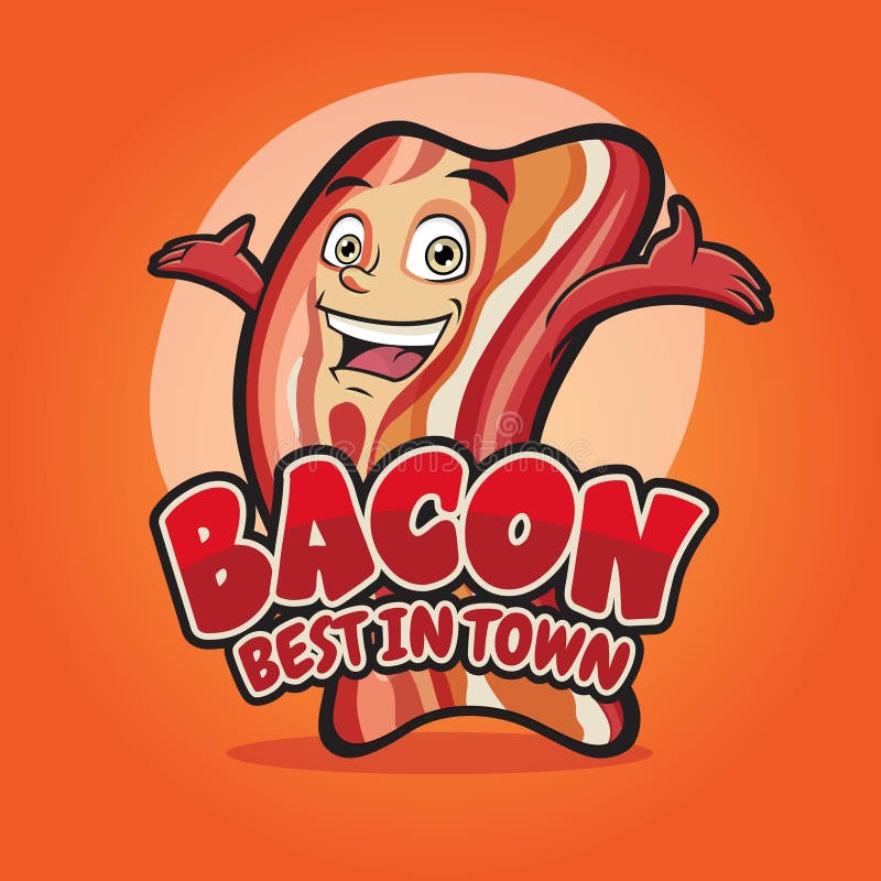 Happy Bacon Mascot Vector Design Stock Illustration - Illustration of ...