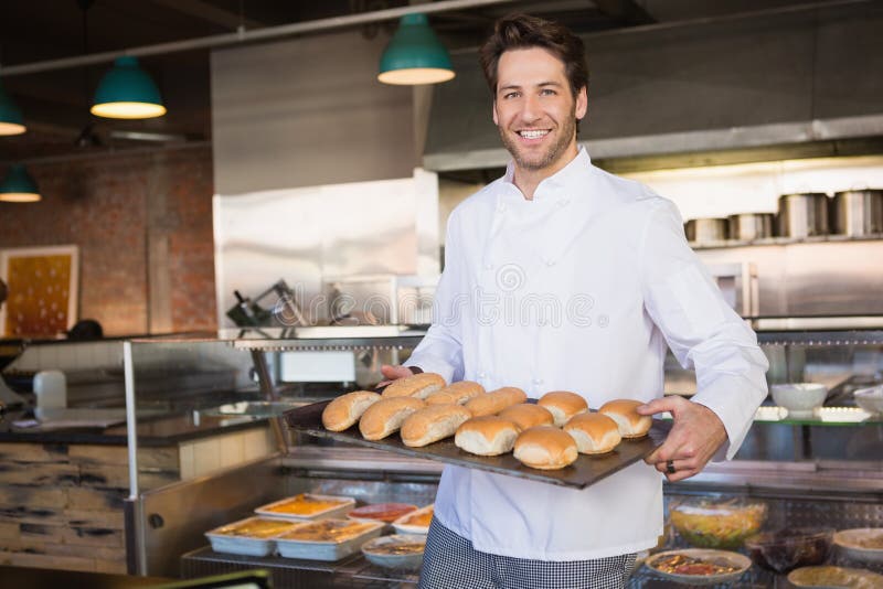Happy Baker Showing His Baguettes in His Bakery Stock Image - Image of ...