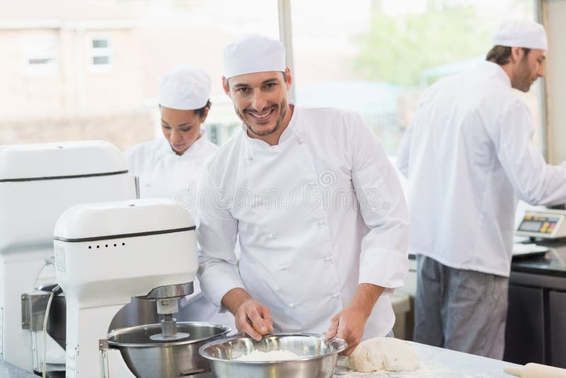 Happy Baker Smiling at Camera Stock Image - Image of hotel, kitchen ...