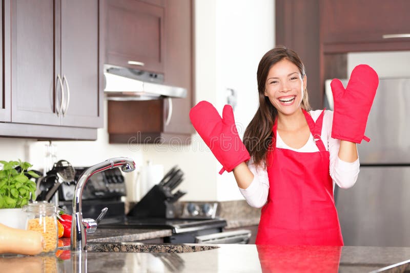 Happy baking cooking woman stock image. Image of cheerful - 23341043