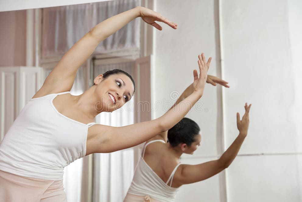 Happy Ballet Dance Performing in Studio Stock Image - Image of girl ...