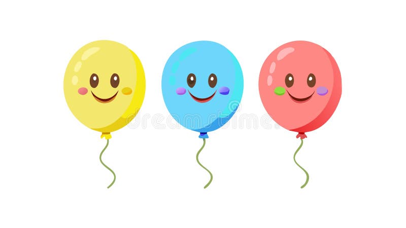 Happy Balloons with Faces, Cheerful Party Elements, Vector Design ...