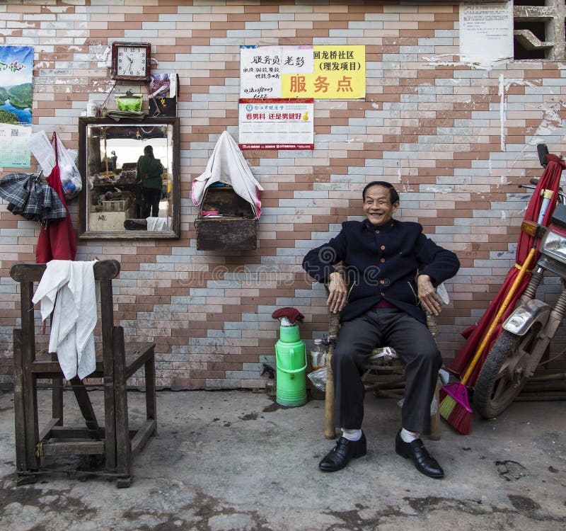 The Happy Barber in Sichuan,china Editorial Image - Image of barber ...