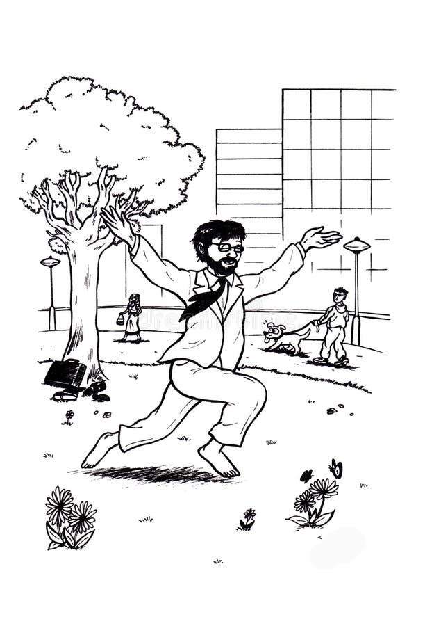 Happy Barefoot Business Man (2007) Stock Illustration - Illustration of ...