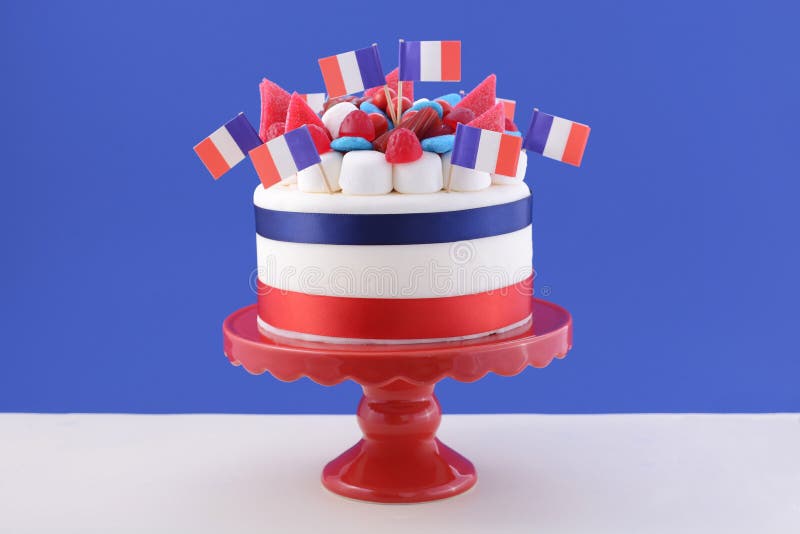 Happy Bastille Day Cupcake with Red, White and Blue French Flag Stock ...