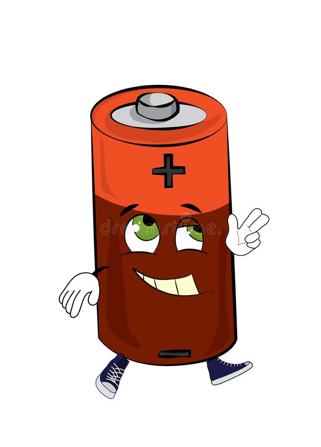 Happy AA Battery Cell Character Mascot Full of Energy. Fully Charged ...