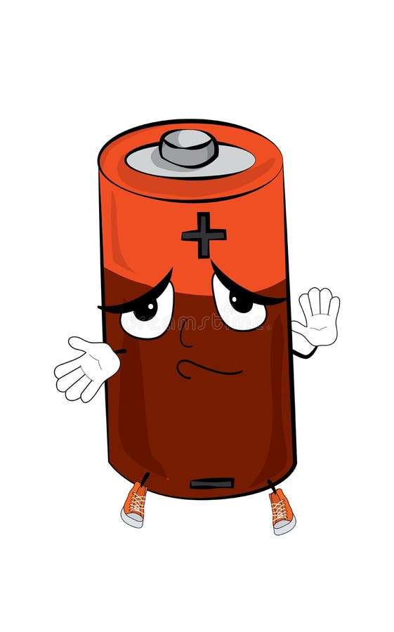 Sad battery cartoon stock illustration. Illustration of sadness - 48600817