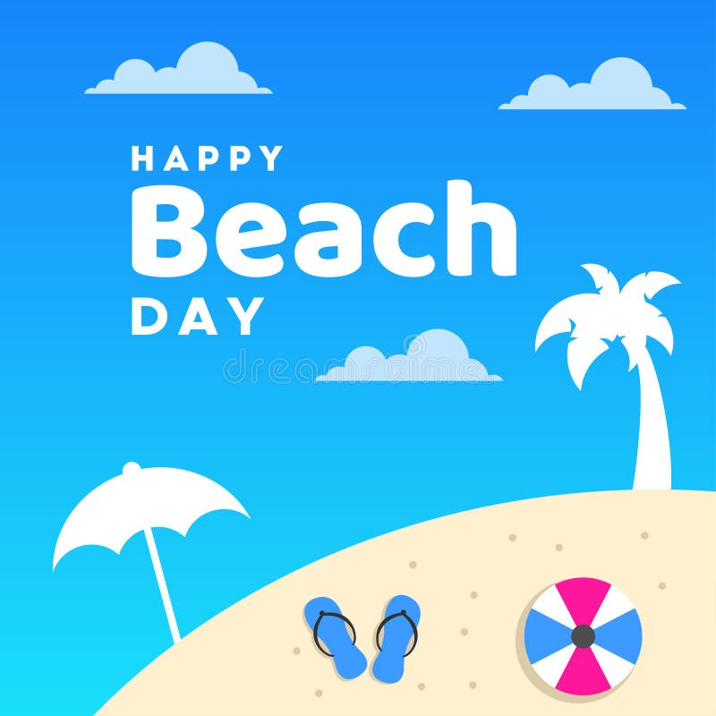 Happy Beach on the Top Vector Illustration Stock Vector - Illustration ...