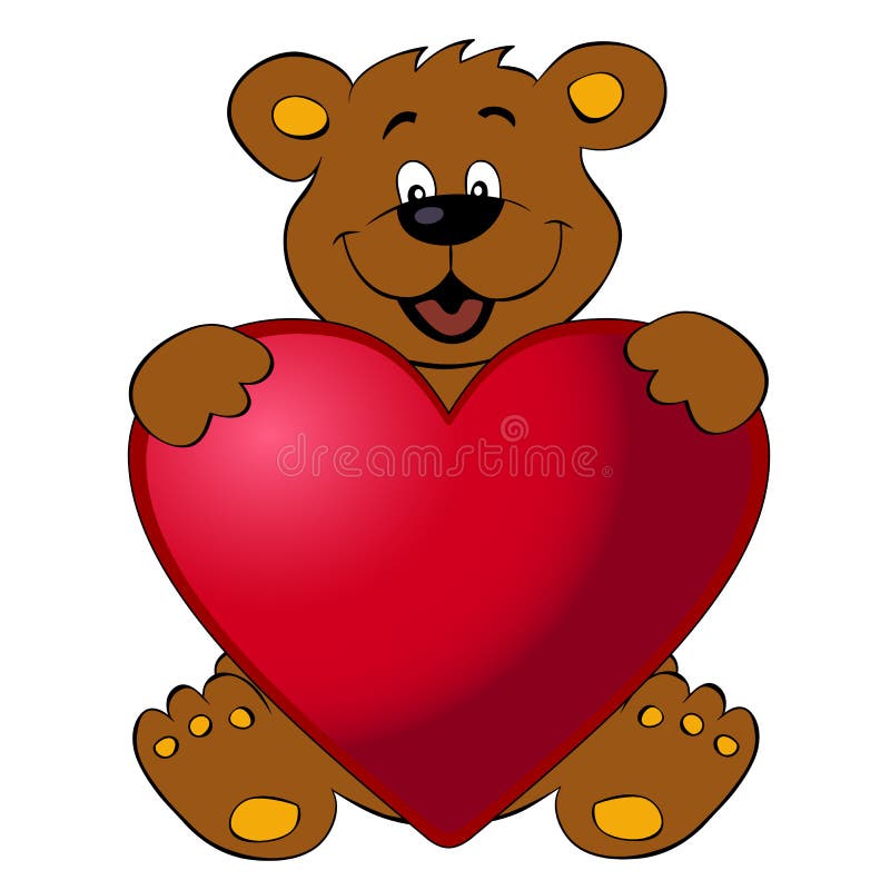 Happy bear with heart stock vector. Illustration of brown - 23463922