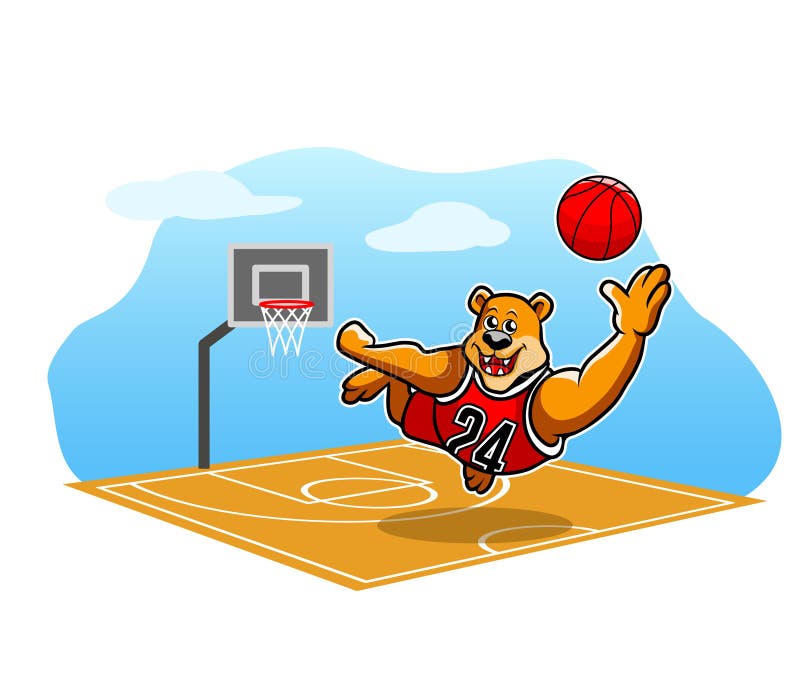 Happy Bear Playing Basketball on the Field Editorial Stock Photo ...
