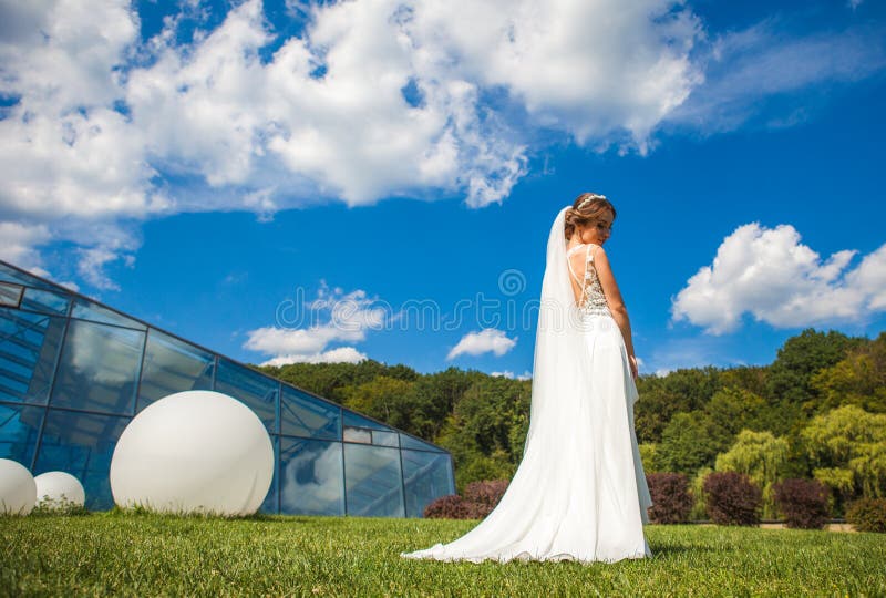 Beautiful Bride Posing in Her Wedding Day Stock Photo - Image of ...