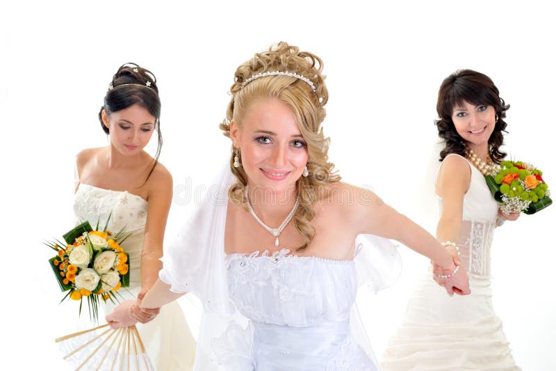 Three brides stock image. Image of hairstyle, lady, bridal - 52245375