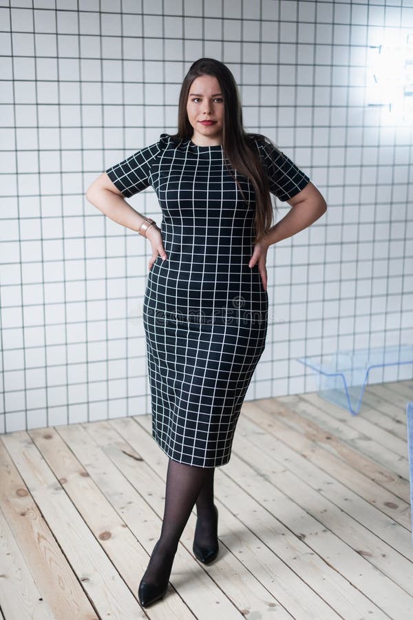 Happy Beautiful and Confident Plus Size Girl Posing in Studio Stock ...