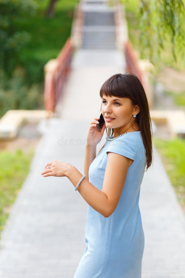 Happy Beautiful Girl Calling by Phone Stock Image - Image of happy ...