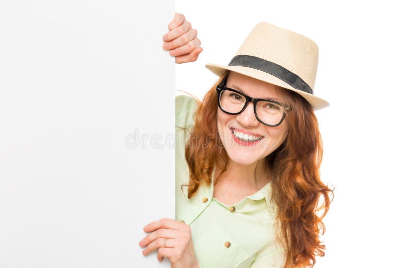 Happy Beautiful Girl with Glasses and a Hat Stock Image - Image of ...