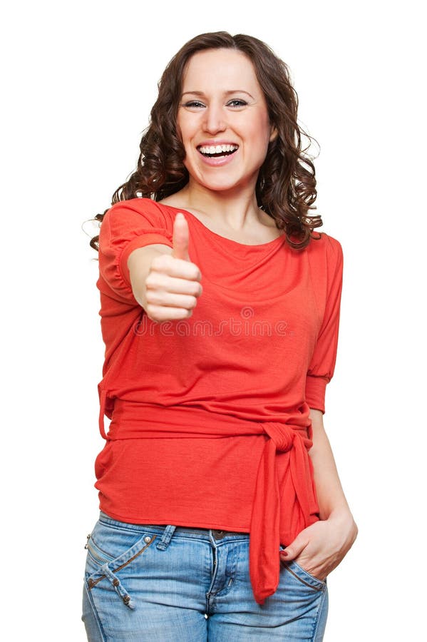Happy Beautiful Woman Giving Thums Up Stock Photo - Image of gesturing ...