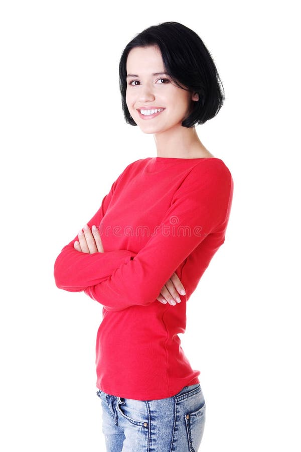 Happy Beautiful Woman In Casual Clothes Stock Image Image Of