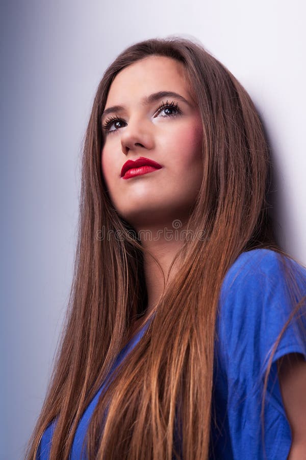 Happy Beautiful Woman, Looking Up Stock Photo - Image of happy, human ...