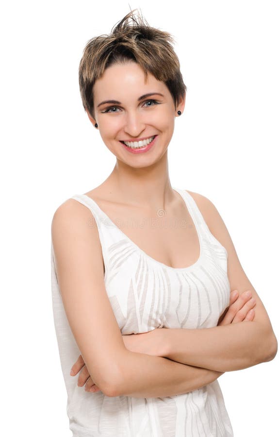 Happy Beautiful Woman Smiling Stock Image - Image of smile, portrait ...
