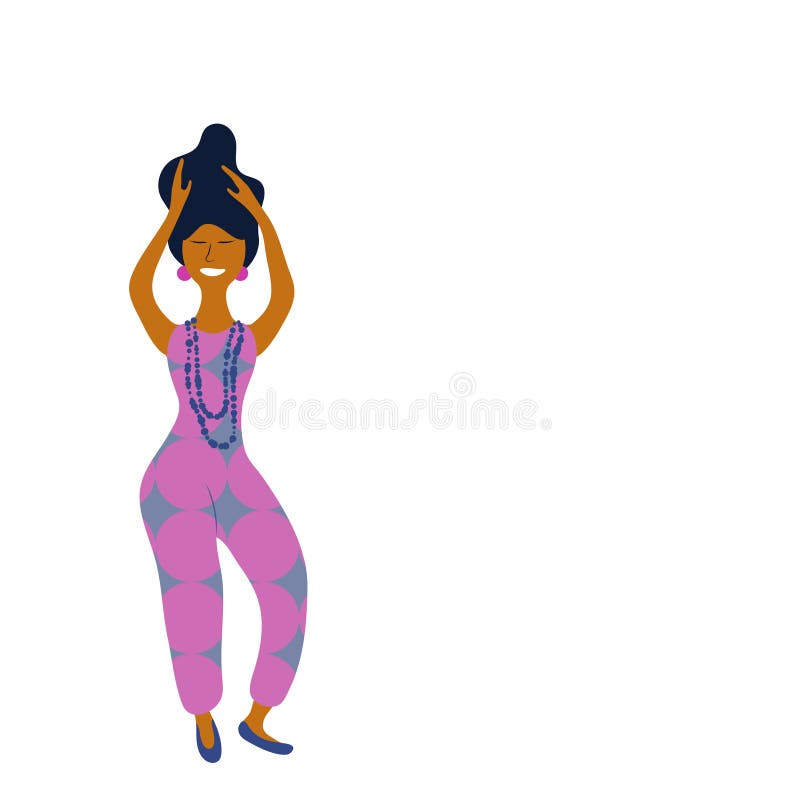 Happy And Beautiful Woman On White Background Flat Cartoon Style