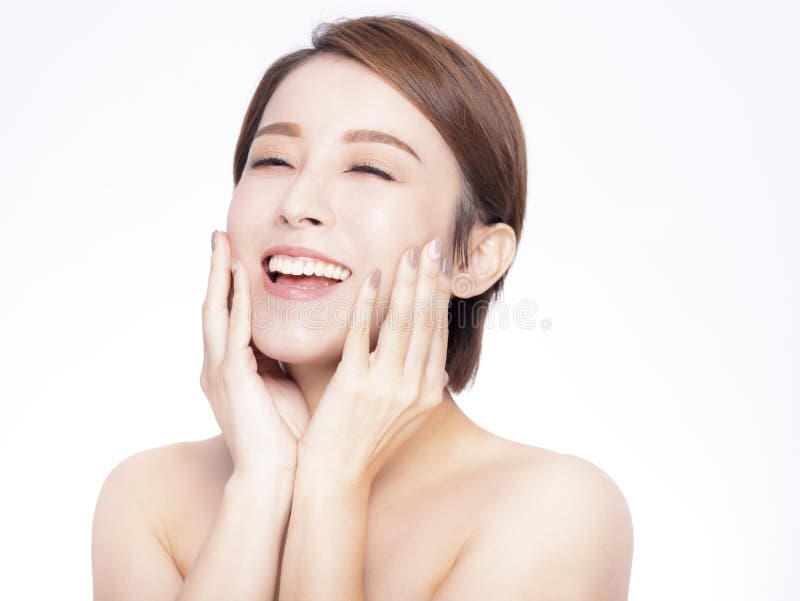 Happy Beauty Asian Women Portrait Face With Skin Care Healthy Stock