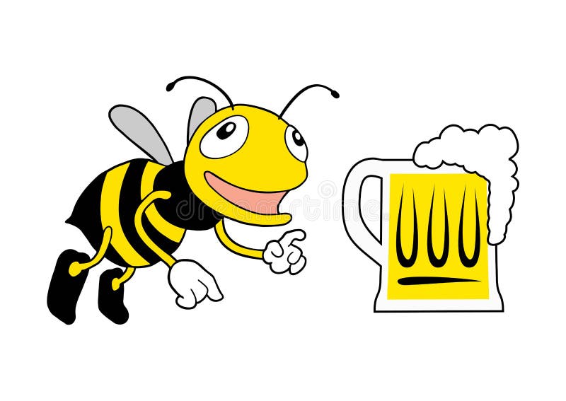 Happy bee and beer darw stock vector. Illustration of smile - 151664312