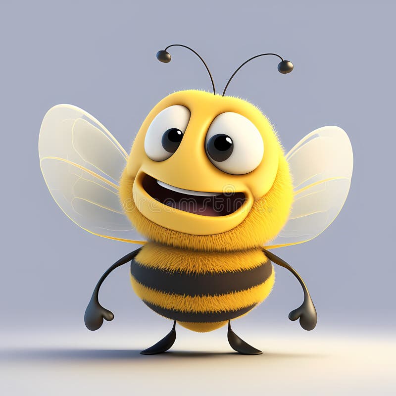 Happy Bee Cartoon. Generative AI Stock Illustration - Illustration of ...