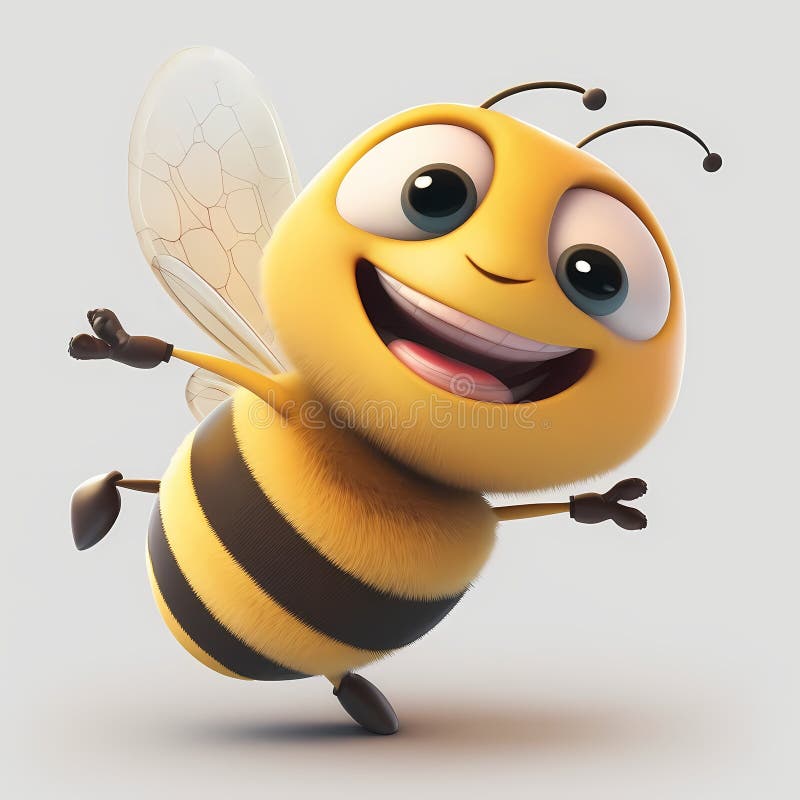 Happy Bee Cartoon. Generative AI Stock Illustration - Illustration of ...