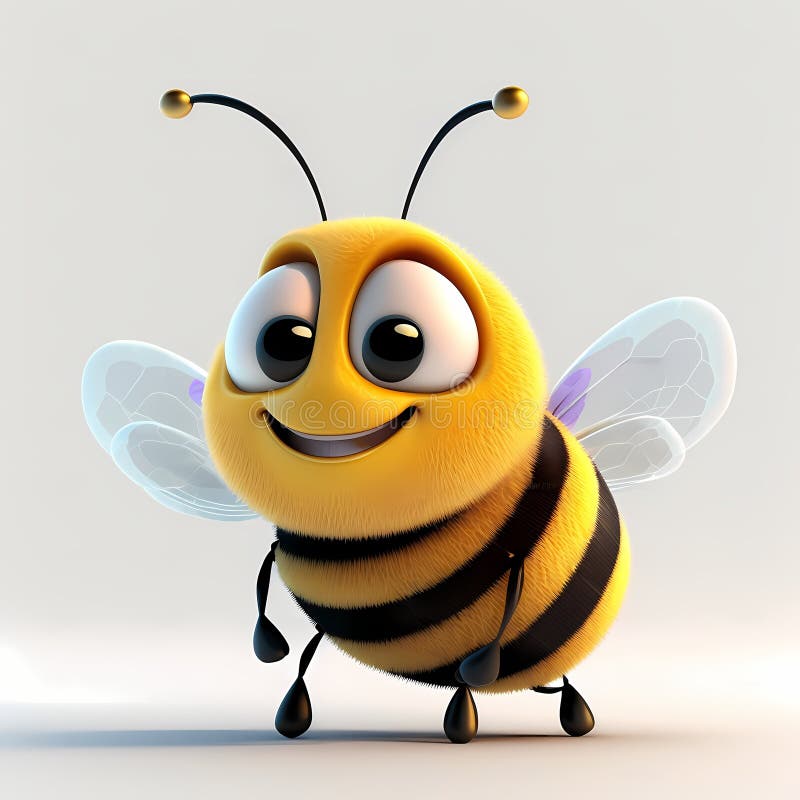 Happy Bee Cartoon. Generative AI Stock Illustration - Illustration of ...
