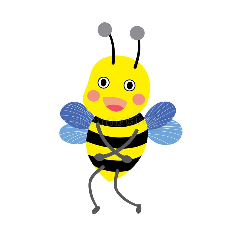 Happy Bee Standing Cartoon Character. Stock Vector - Illustration of ...