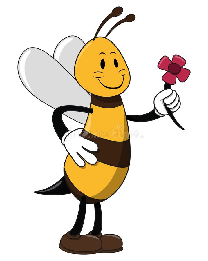 Bee Standing with Flower Color Illustration Design Stock Vector ...