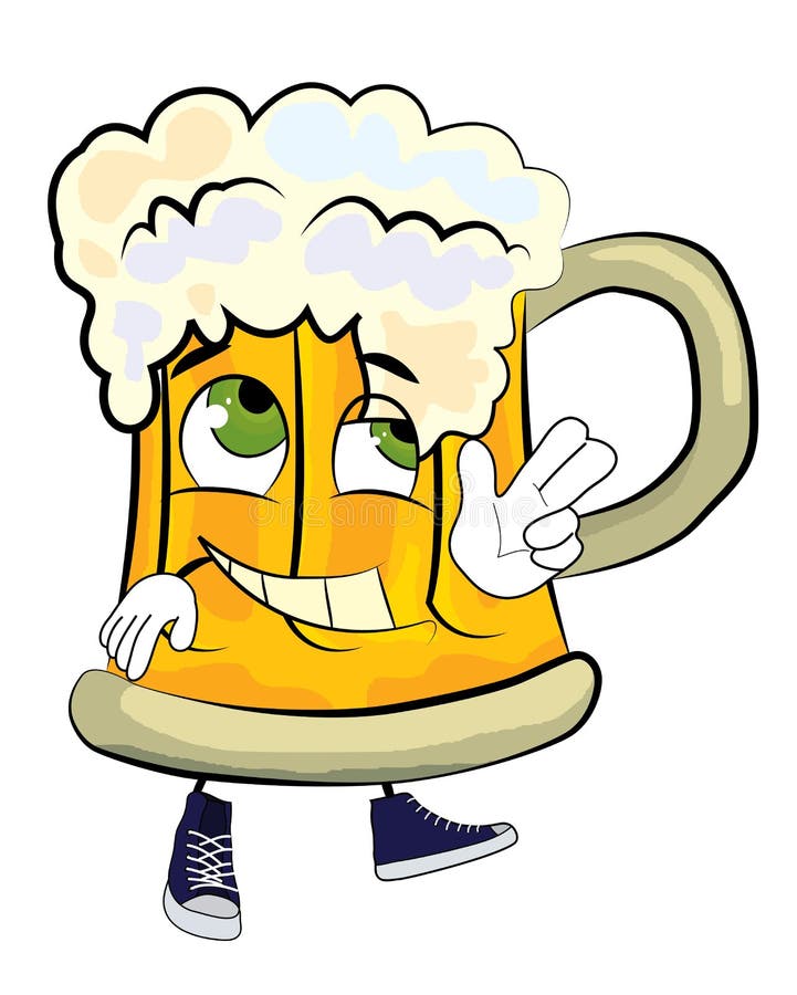 Happy beer cartoon stock illustration. Illustration of beer - 44059194