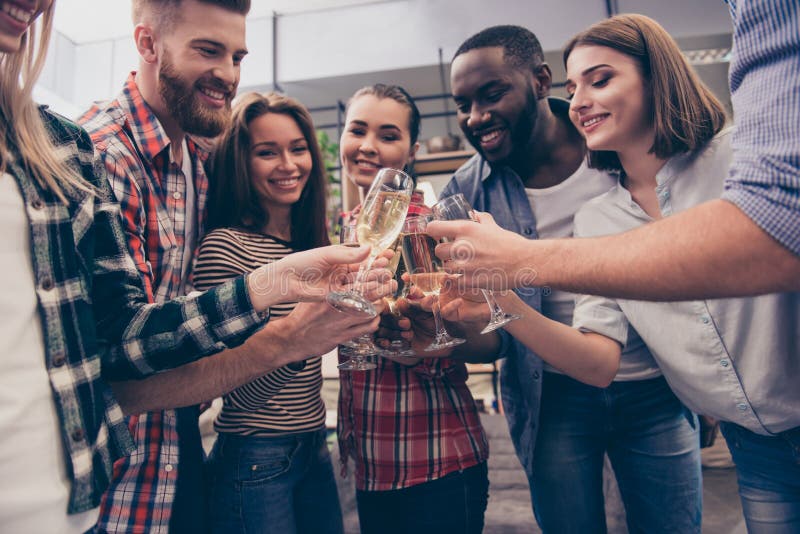 Happy Best Friends Having a Drink Together in Office Stock Photo ...