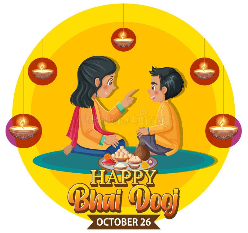 Happy Bhai Dooj Day Text Banner Design Stock Vector - Illustration of ...