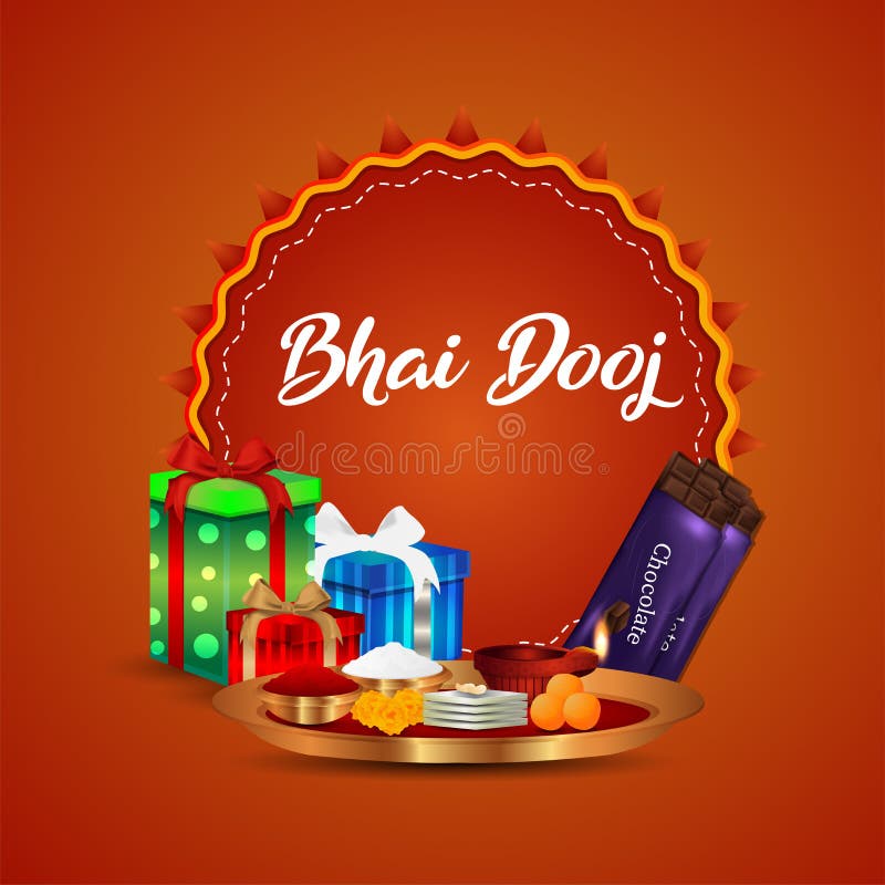 Happy Bhai Dooj Invitattion Greeting Card with Creative Vector Sweet ...