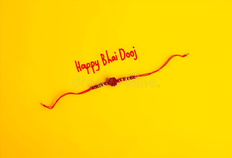 Happy Bhai Dooj with Rakhi on Yellow Background Stock Illustration ...