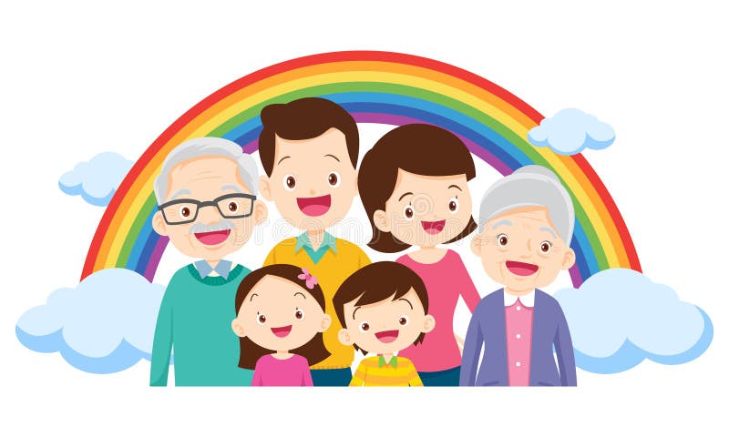 Happy family under rainbow stock vector. Illustration of colorful - 6620848