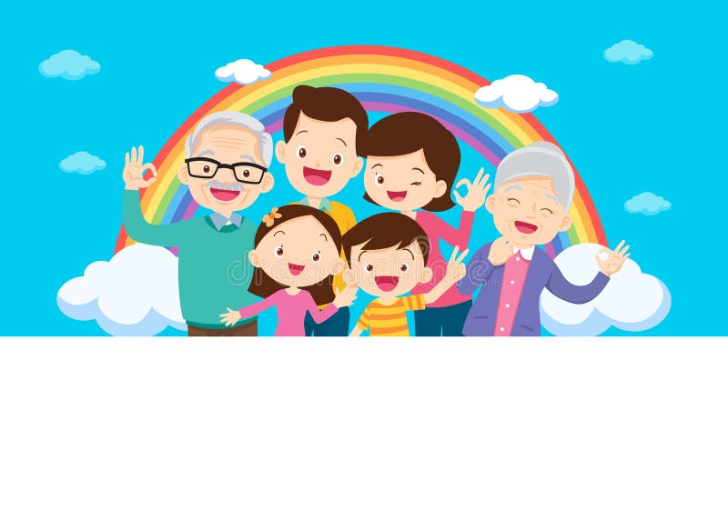 Happy family under rainbow stock vector. Illustration of colorful - 6620848
