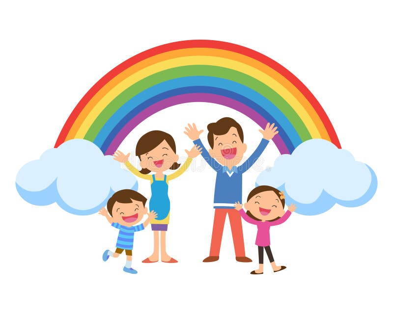 Happy family under rainbow stock vector. Illustration of colorful - 6620848