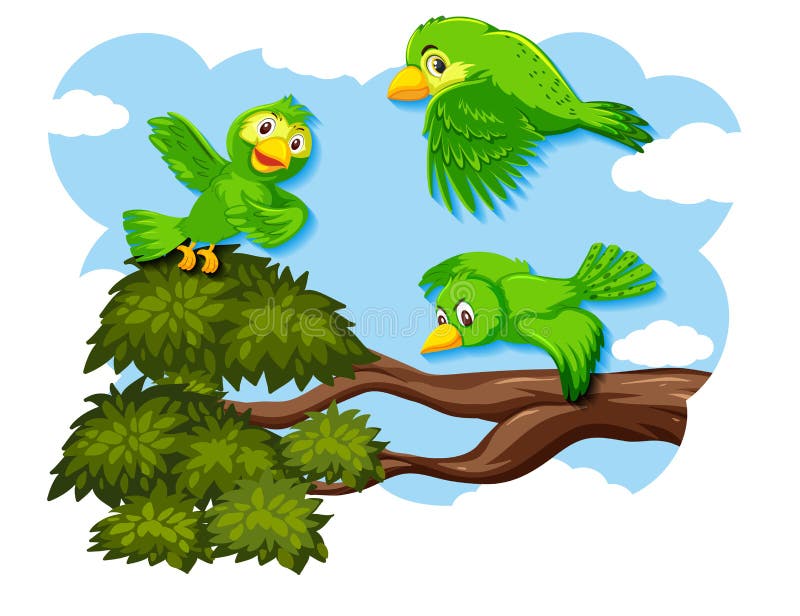 Happy Bird Flying in Nature Stock Vector - Illustration of living ...