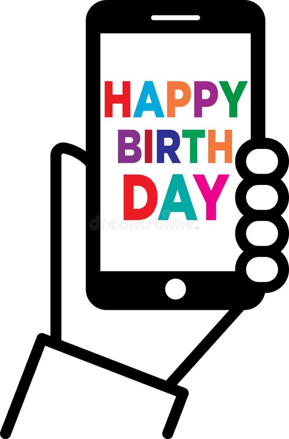 Happy Birthday Message on Mobile Phone Stock Illustration ...